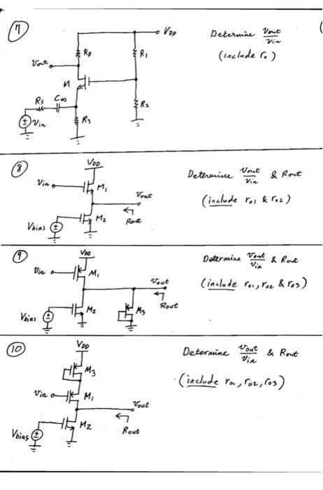 Solved Determine vin vout \& Rout (include r01 \& r02 ) | Chegg.com