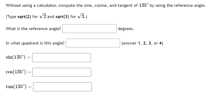 Solved Without using a calculator, compute the sine, | Chegg.com