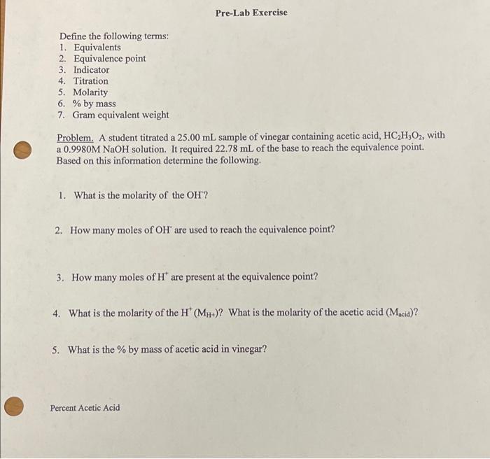 Solved Pre-Lab Exercise Define the following terms: 1. | Chegg.com