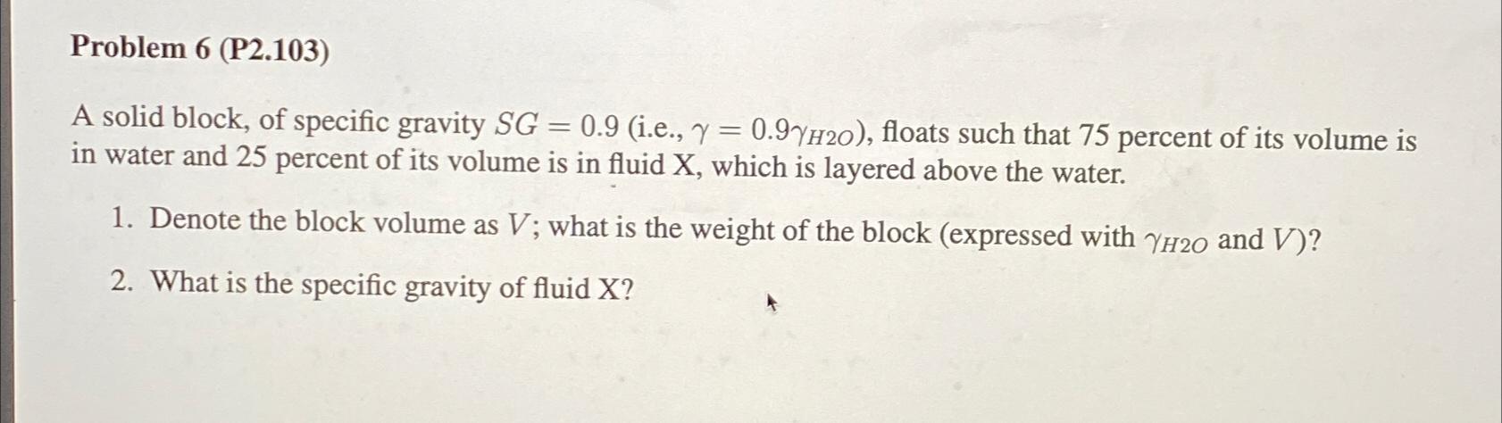 Solved Problem 6 (P2.103)\\nA solid block, of specific | Chegg.com