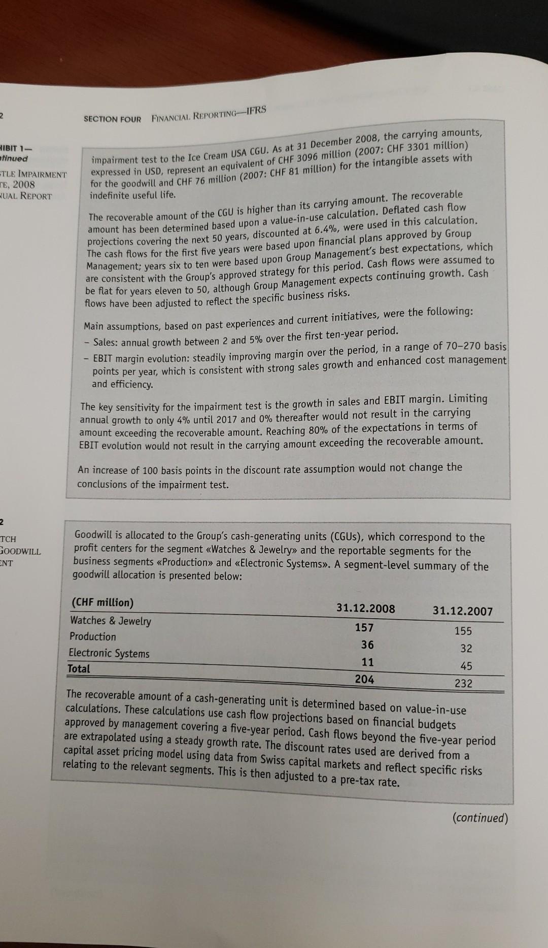 CASE 4.1 ASSET IMPAIRMENTS IN THE RECESSION OF | Chegg.com