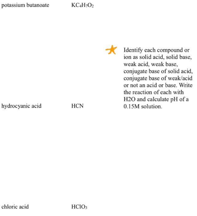 Solved potassium butanoate KC4H702 Identify each compound or | Chegg.com