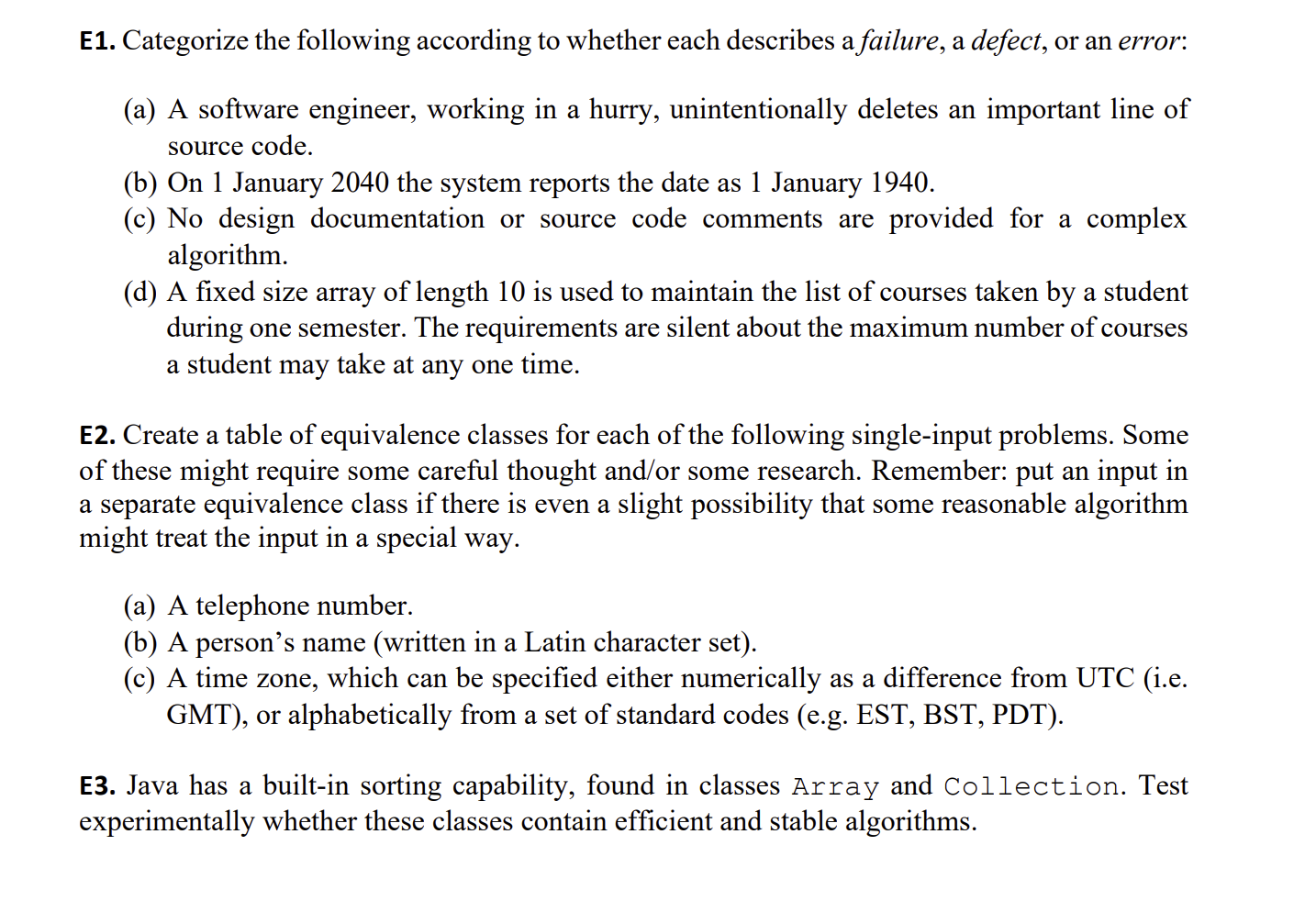 Solved E1. ﻿Categorize the following according to whether | Chegg.com