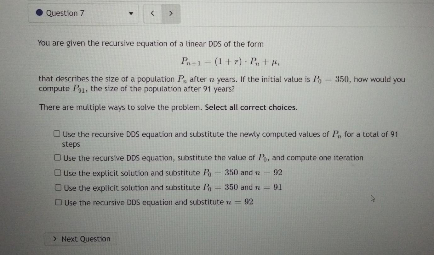 Solved Question 7 You are given the recursive equation | Chegg.com
