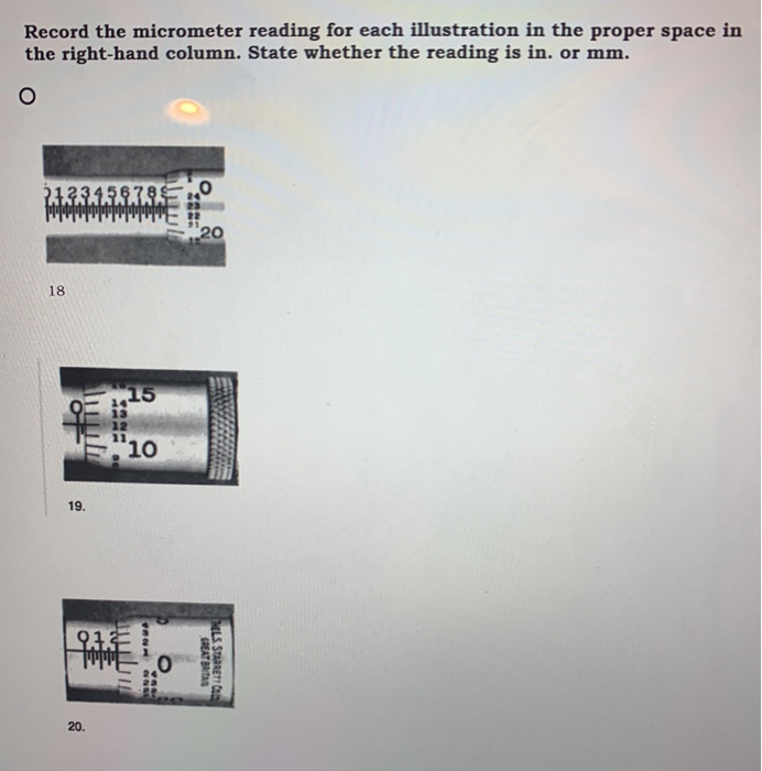 Solved Record the micrometer reading for each illustration | Chegg.com