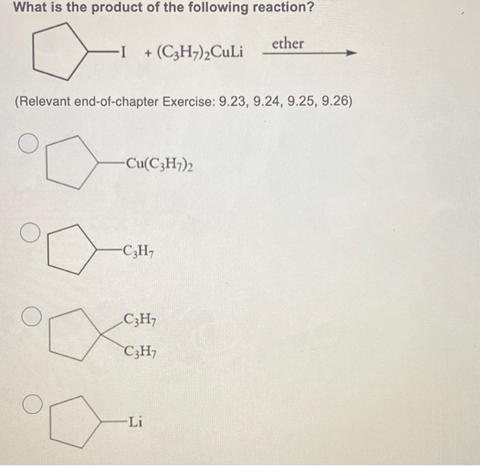 Solved What is the product of the following reaction? ether | Chegg.com