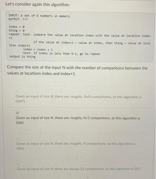 Solved Let's consider again this algorithm: INPUT: a set of | Chegg.com
