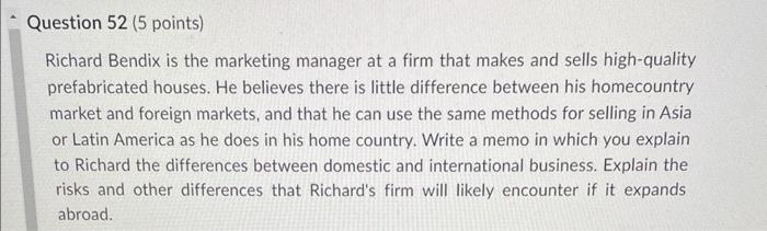 Richard Bendix is the marketing manager at a firm | Chegg.com