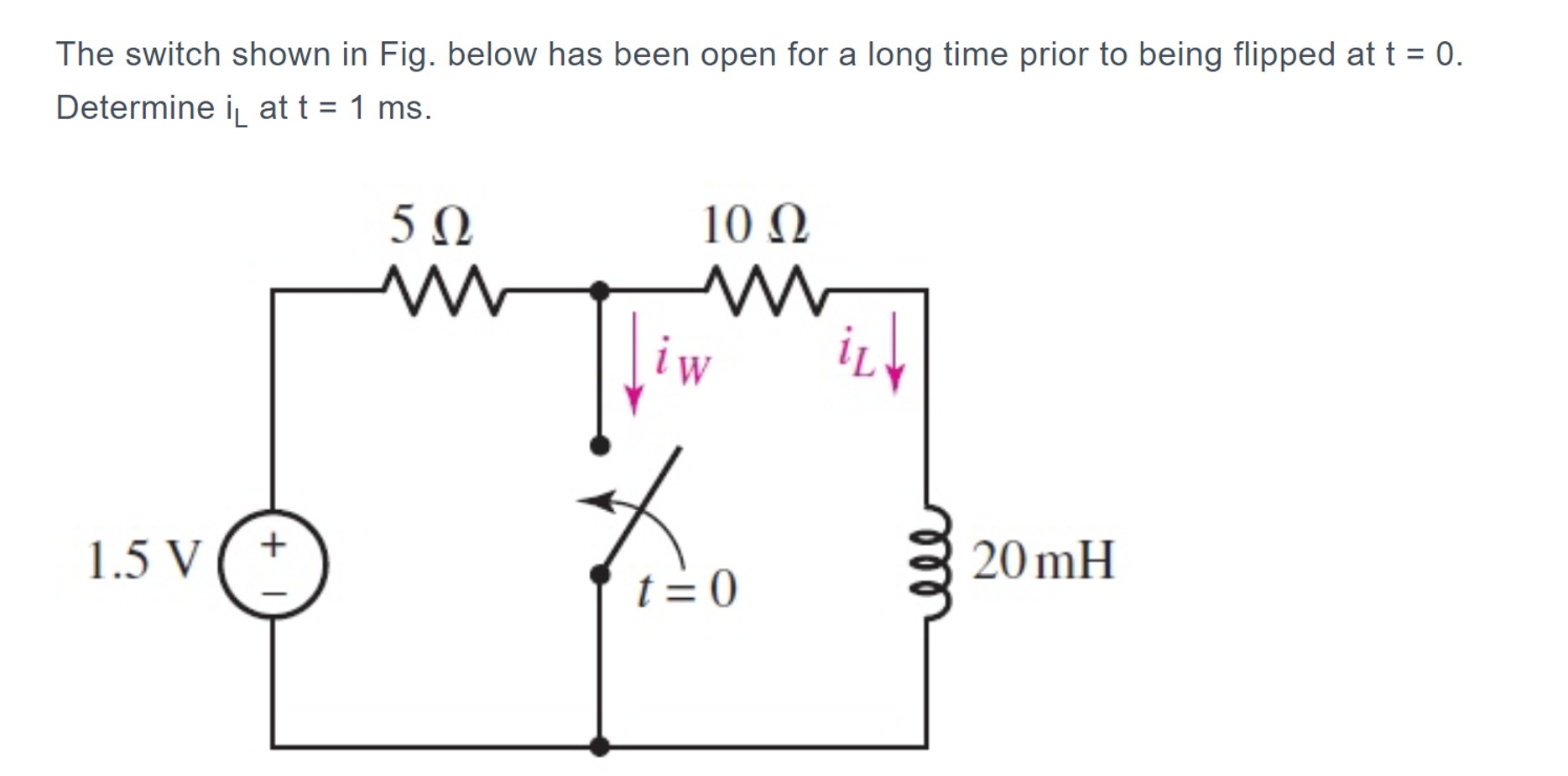 Solved The switch shown in Fig. below has been open for a | Chegg.com