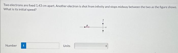 Solved Two electrons are fixed 1.43 cm apart. Another | Chegg.com
