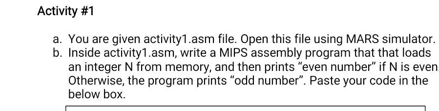 Solved Activity #1 a. You are given activity1.asm file. Open | Chegg.com