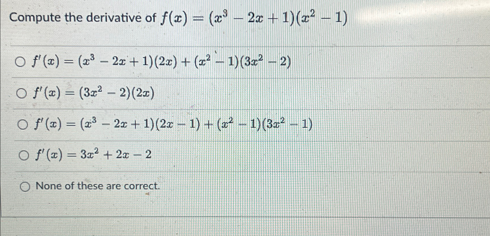 Solved Compute the derivative of | Chegg.com