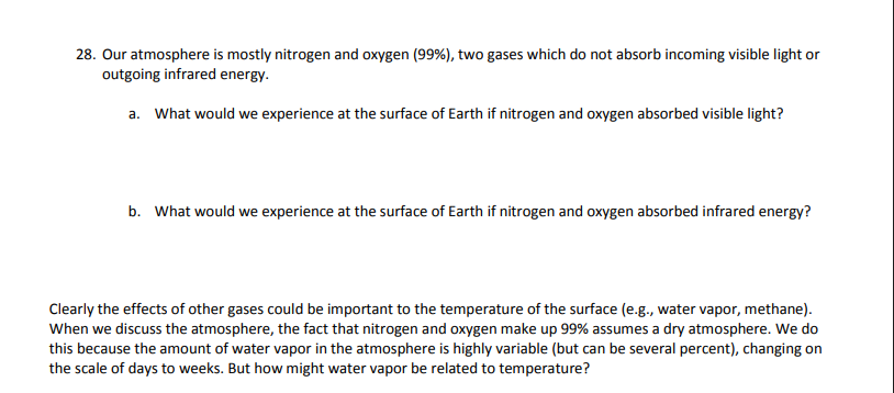 Solved 28. ﻿Our atmosphere is mostly nitrogen and oxygen | Chegg.com