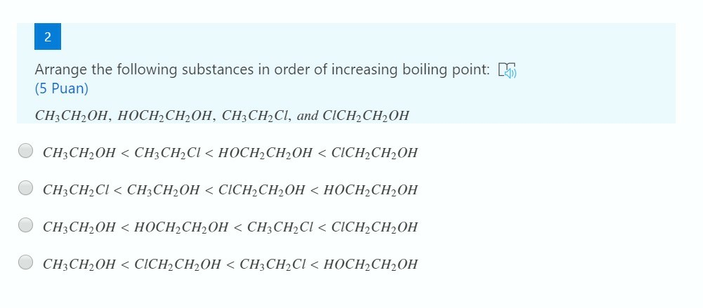 Solved 2 Arrange the following substances in order of | Chegg.com