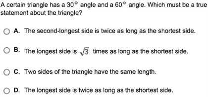 Solved A certain triangle has a 30 degree angle and a 60 | Chegg.com