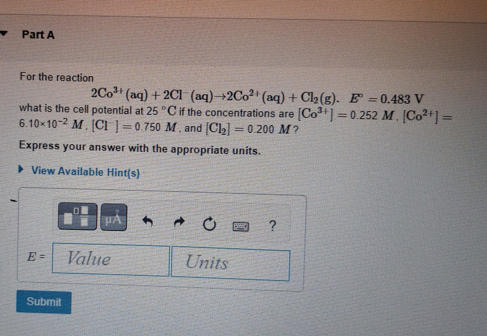 Solved Part AFor the | Chegg.com