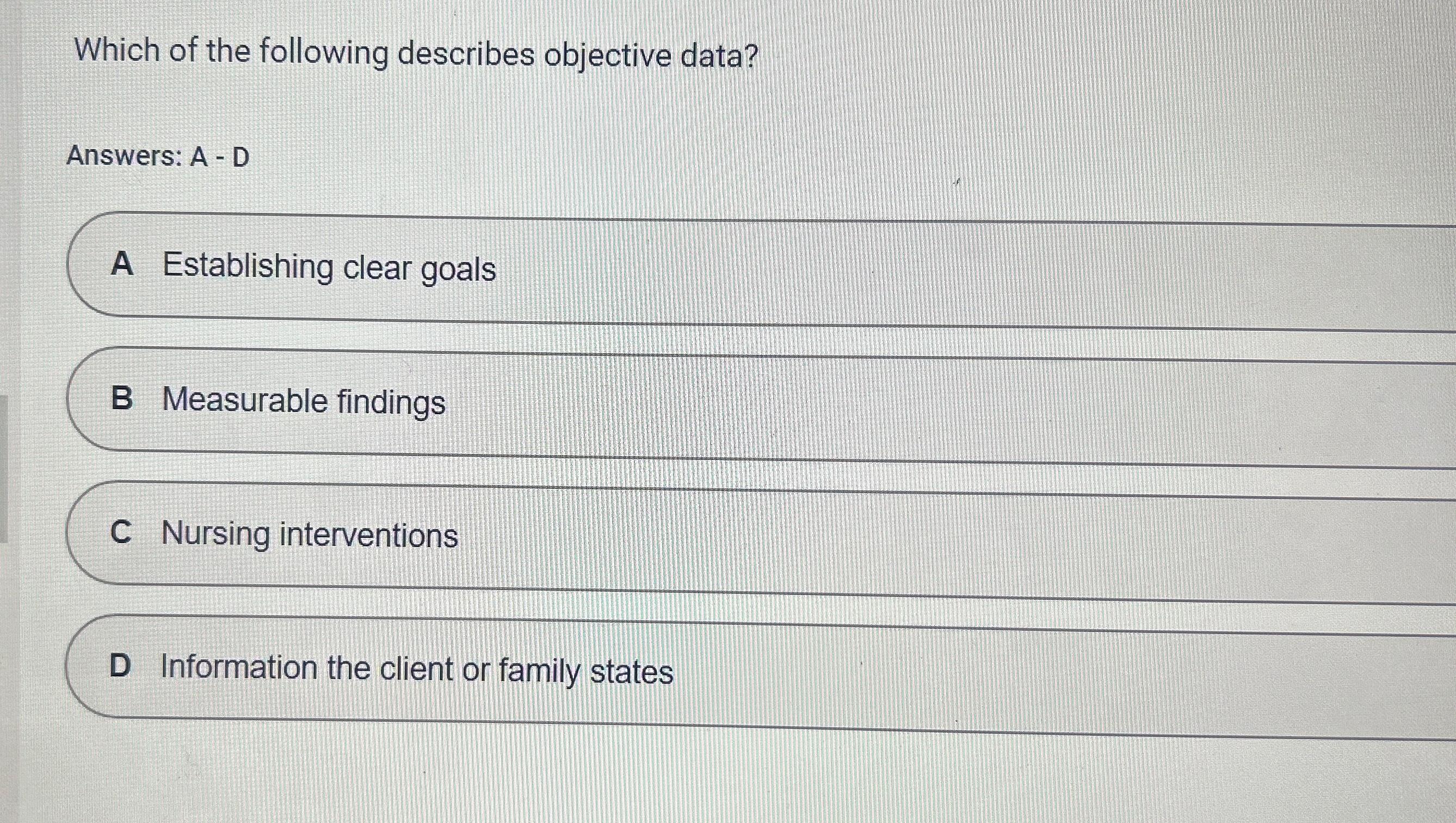 Solved Which of the following describes objective | Chegg.com