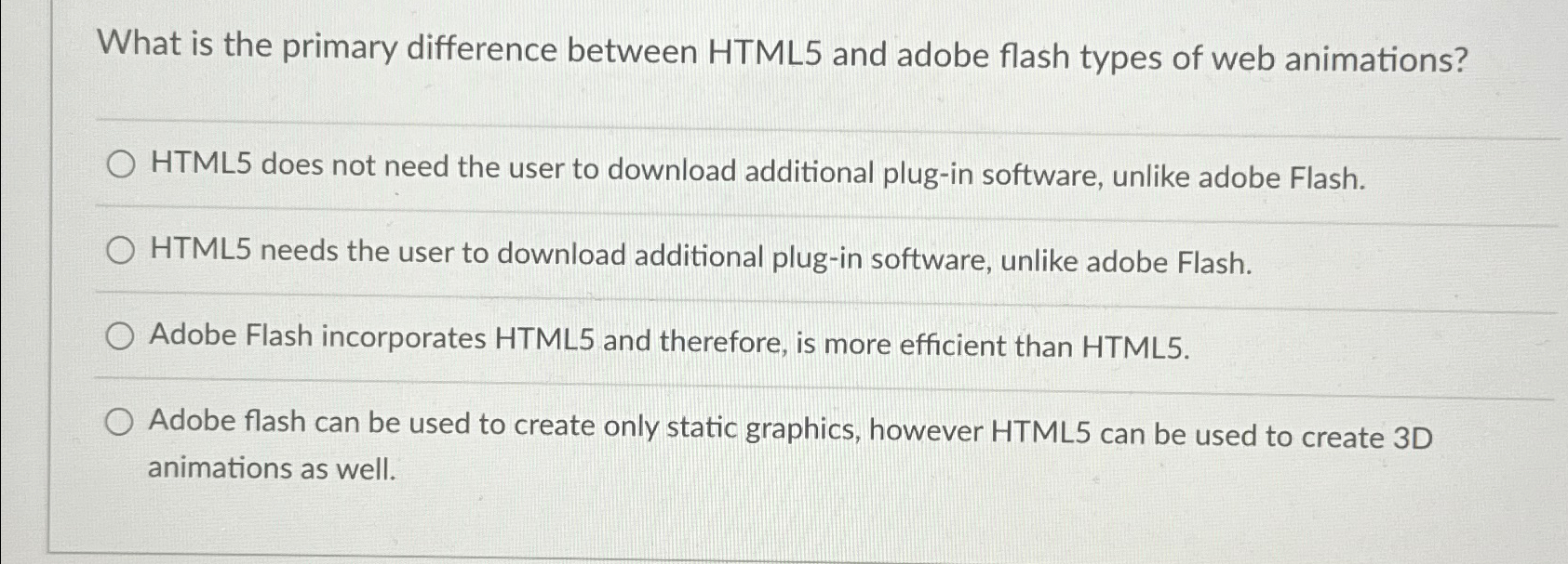 Solved What is the primary difference between HTML5 ﻿and | Chegg.com