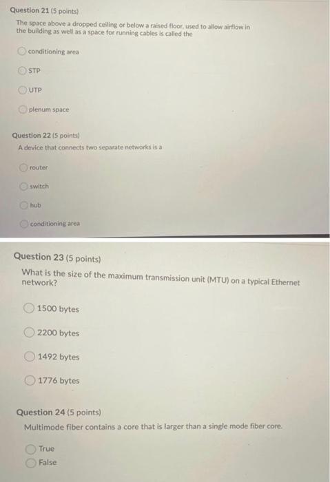 Solved Question 21 (5 points) The space above a dropped | Chegg.com