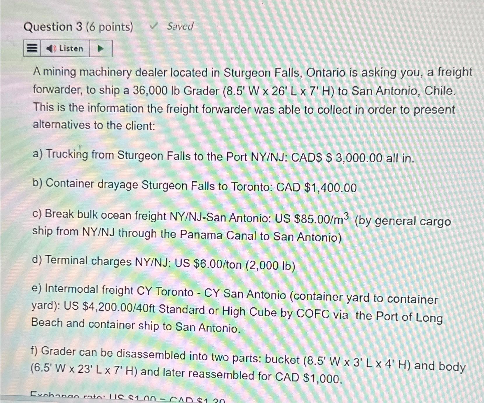 Solved Question 3 (6 ﻿points) ﻿SavedListenA mining | Chegg.com