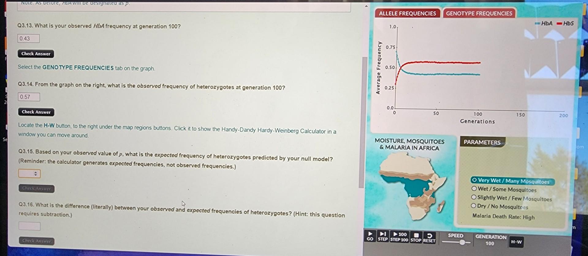 Solved Q3.13. What is your observed HbA frequency at | Chegg.com