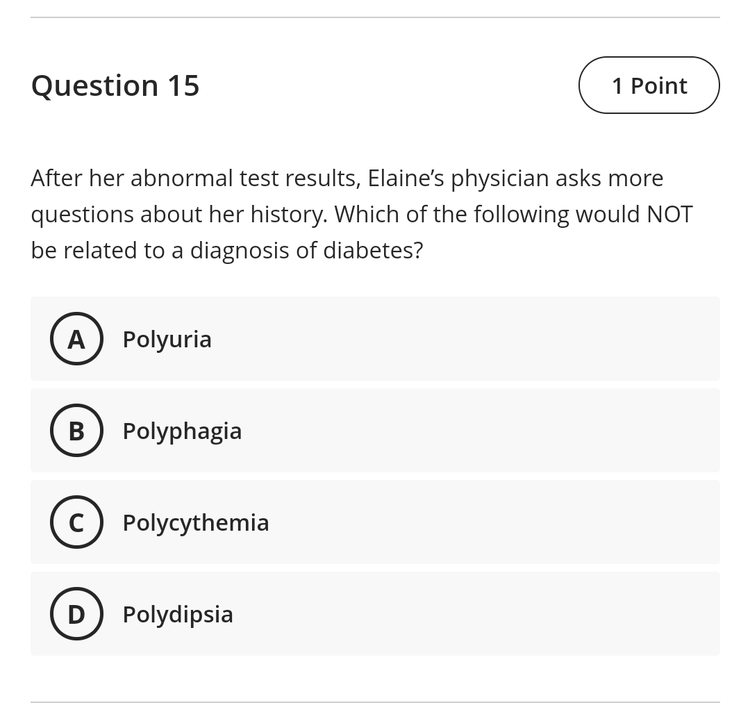 Solved Question 5 1 Point Edna's test results showed that | Chegg.com