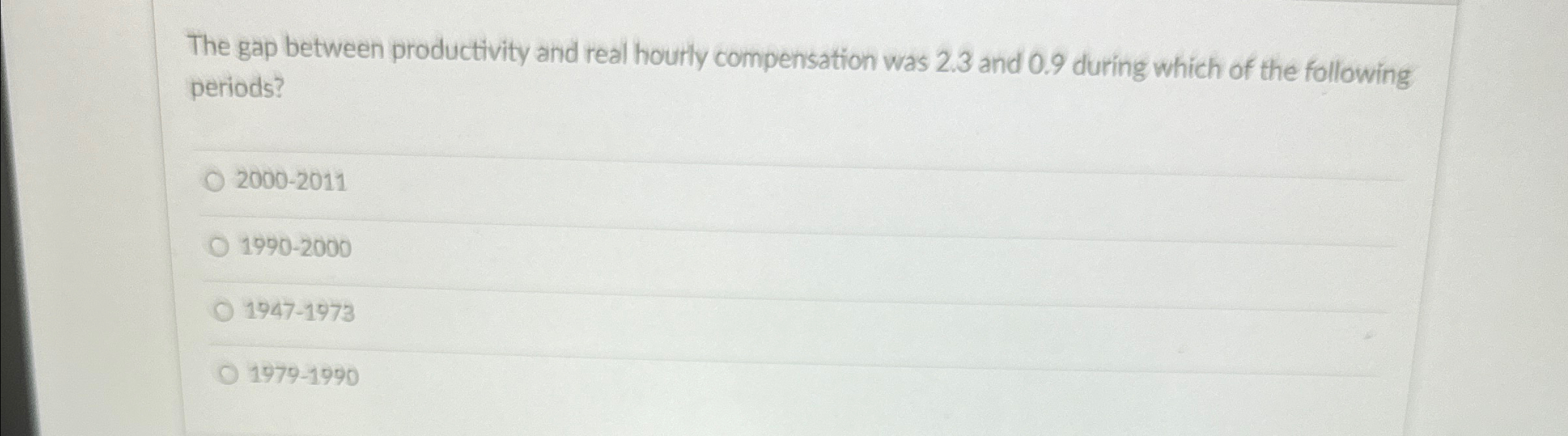 Solved The gap between productivity and real hourly | Chegg.com