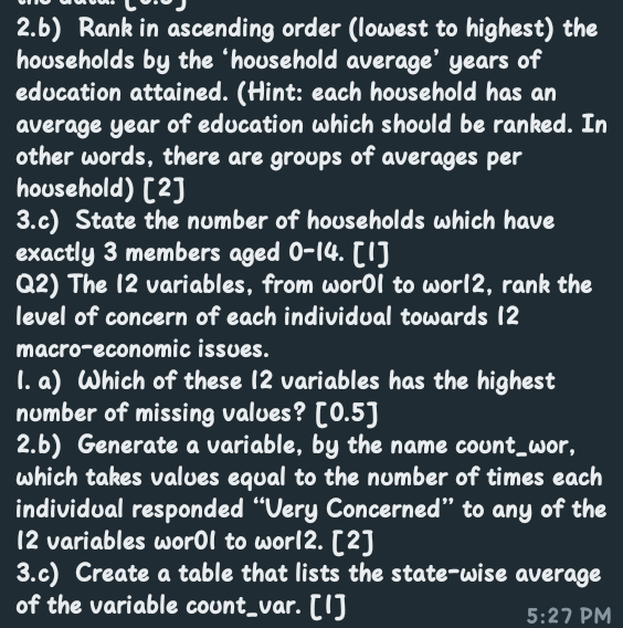 Solved I Need Commands Of Stata For 2nd Part Of Questions 1