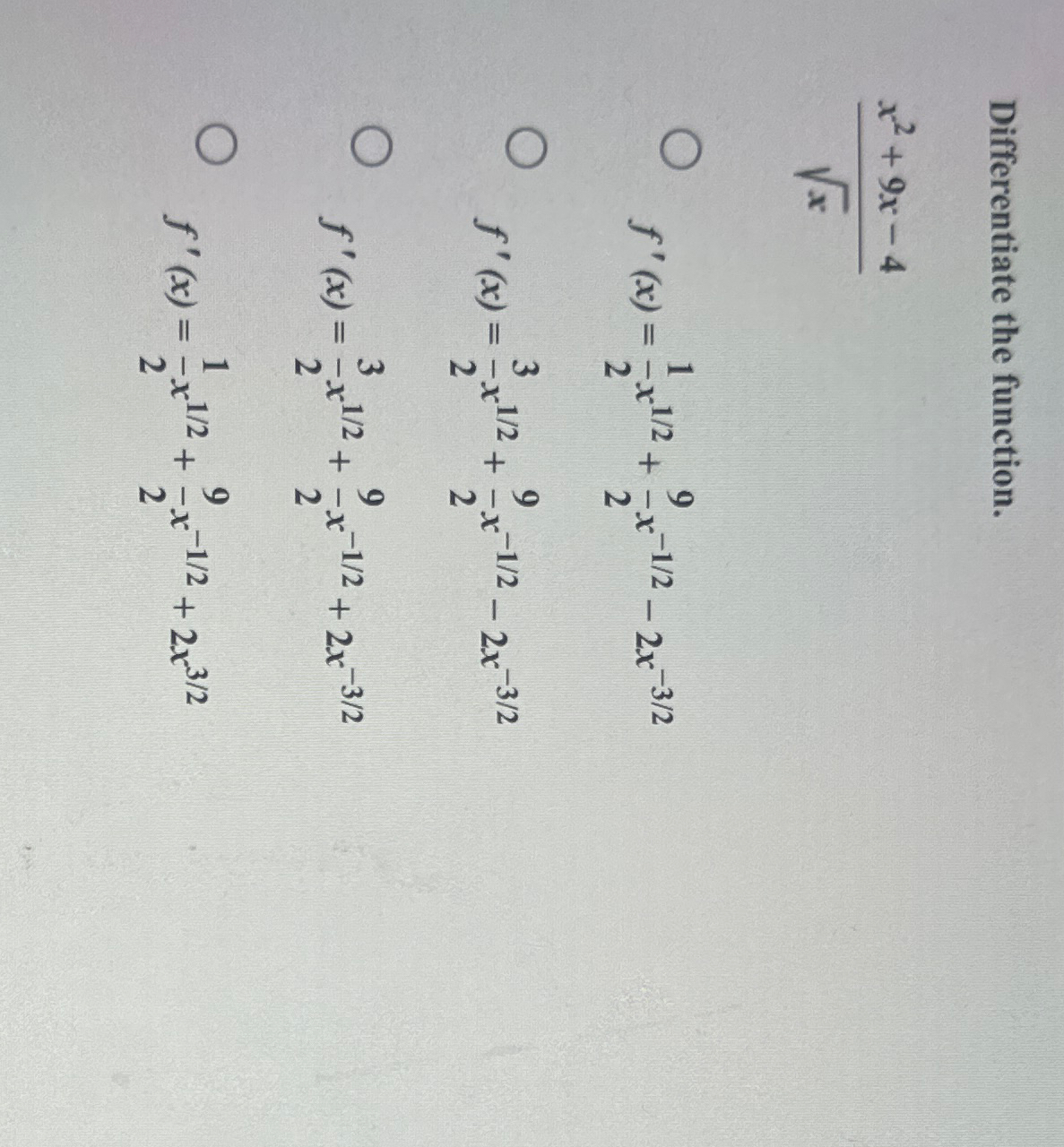 Solved Differentiate the | Chegg.com