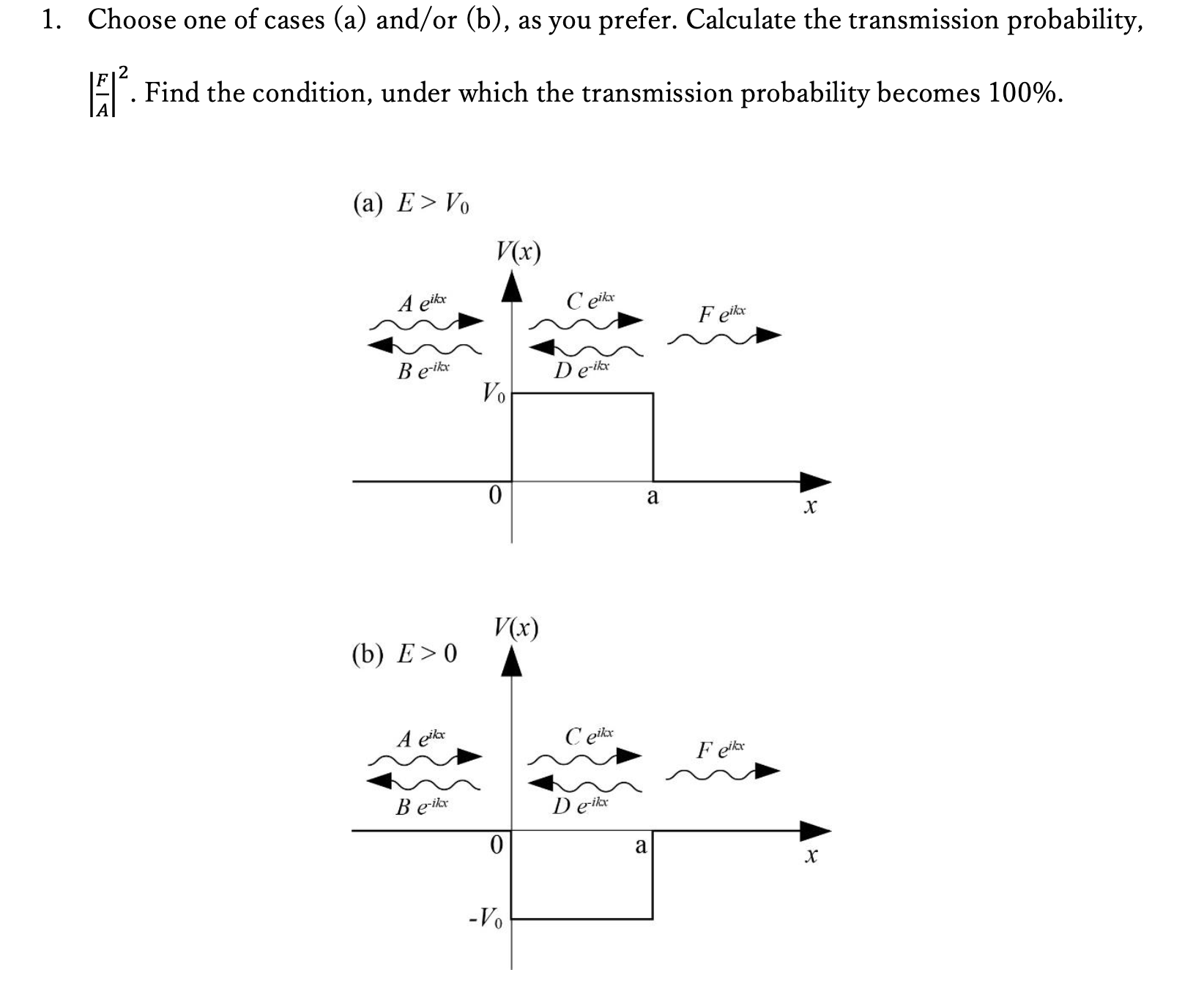Solved Calculate the transmission probability,|FA|2. ﻿Find | Chegg.com