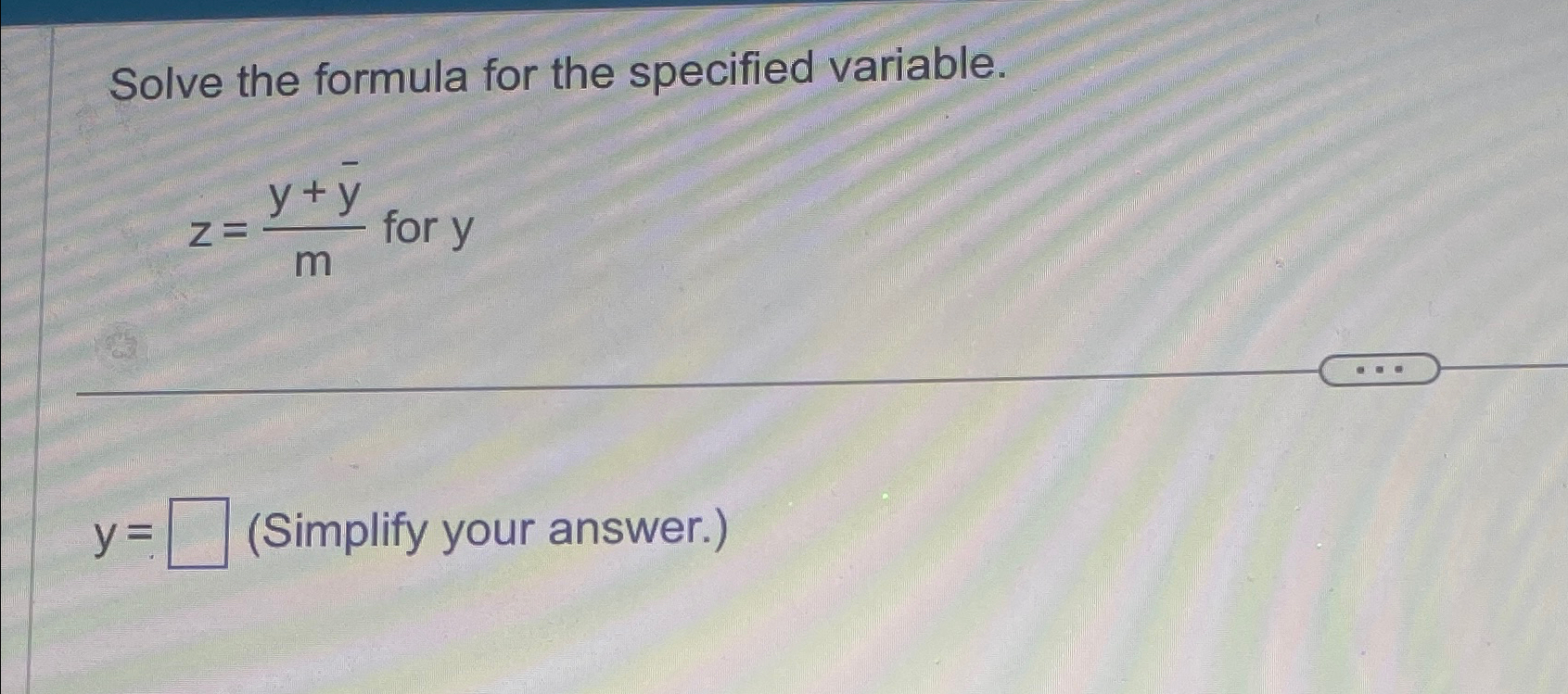 Solved Solve the formula for the specified | Chegg.com