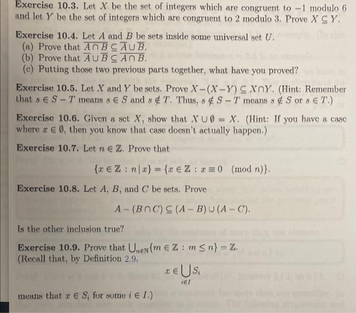 Solved Exercise 10.3. Let X be the set of integers which are | Chegg.com