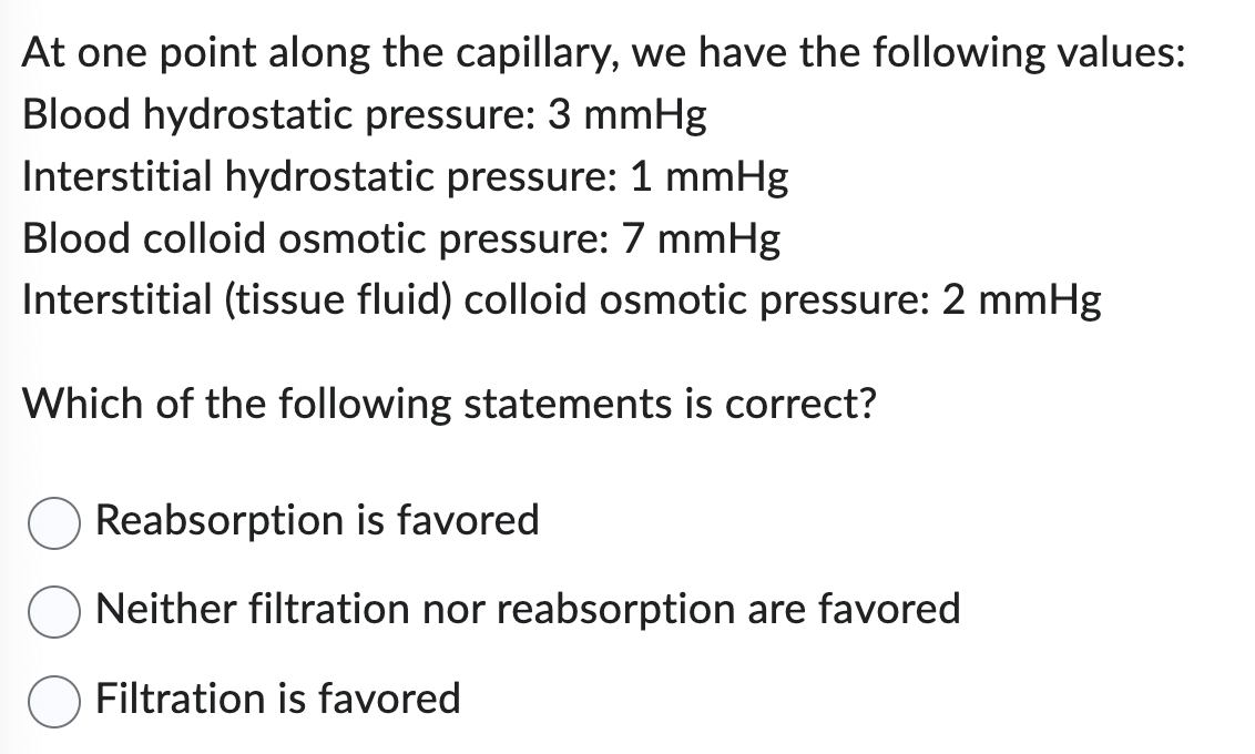 Solved At one point along the capillary, we have the | Chegg.com