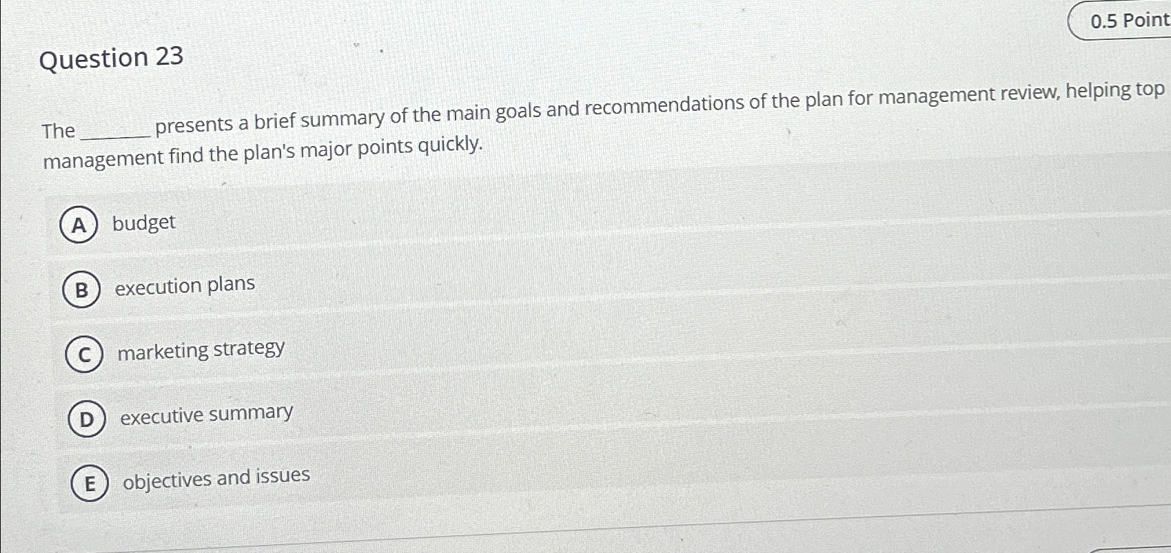 Solved Question 23The presents a brief summary of the main | Chegg.com