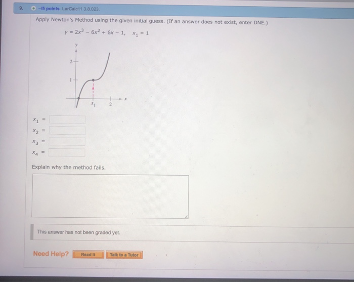 Solved 9. -15 points LarCalc11 3.8.023 Apply Newton's Method | Chegg.com