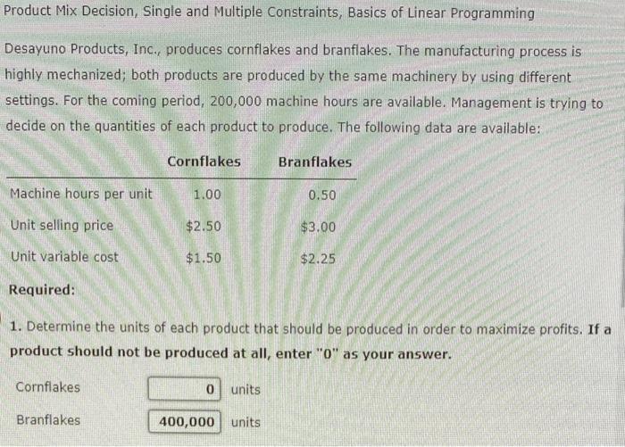 Solved Product Mix Decision, Single and Multiple | Chegg.com