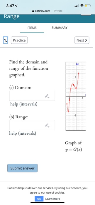 Solved 3:47 edfinity.com - Private Range ITEMS SUMMARY 1. | Chegg.com
