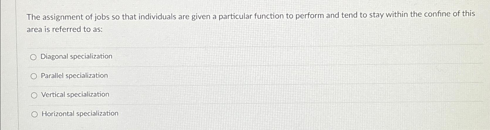Solved The assignment of jobs so that individuals are given | Chegg.com