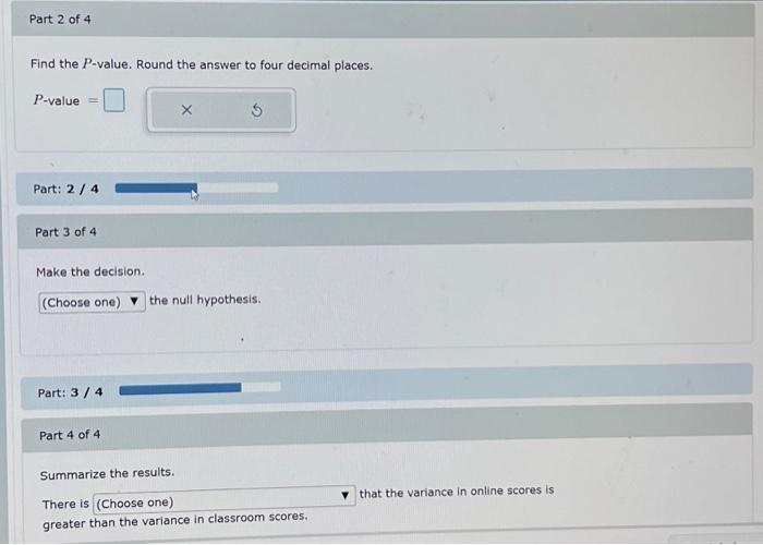 Solved Test Scores An instructor who taught an online | Chegg.com