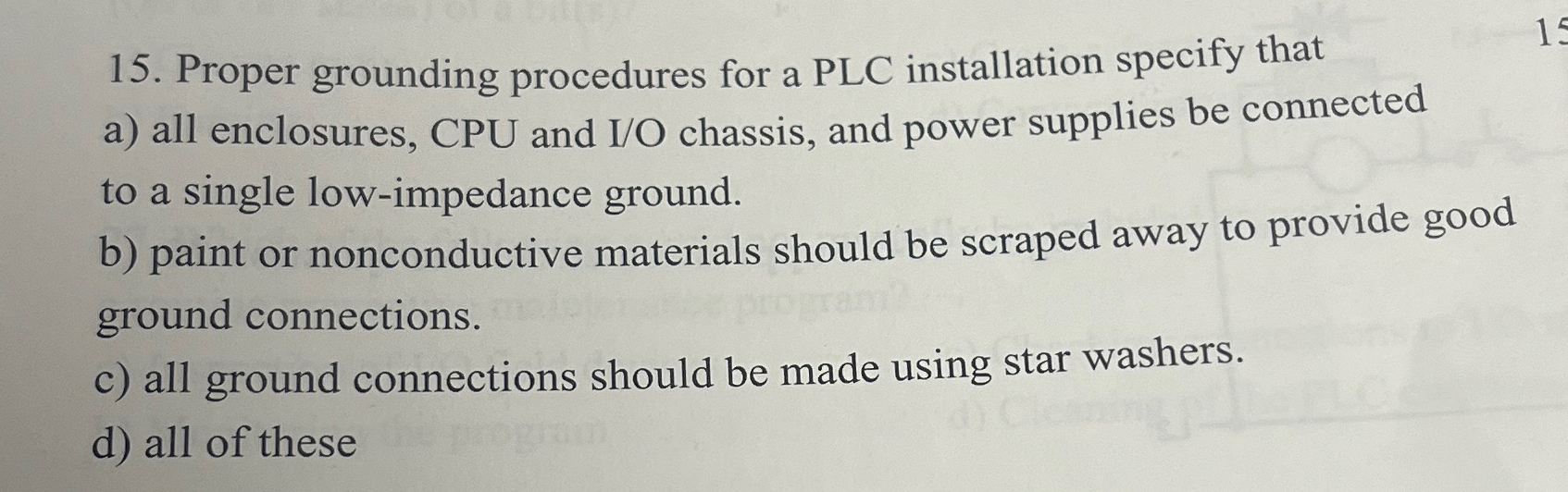 Solved Proper grounding procedures for a PLC installation | Chegg.com