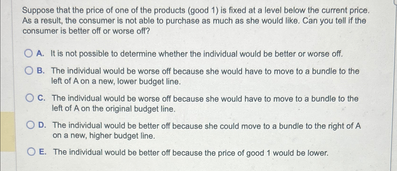 Solved Suppose that the price of one of the products (good | Chegg.com