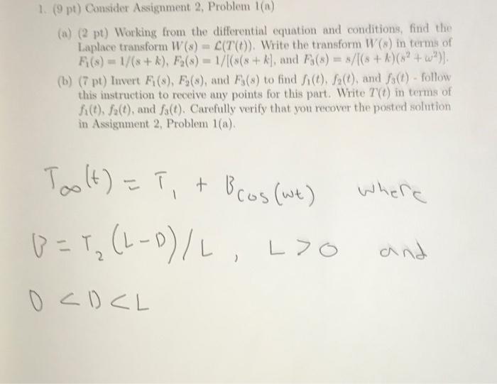 Solved 1. (9 pt) Consider Assignment 2, Problem 1(a) (a) (2 | Chegg.com