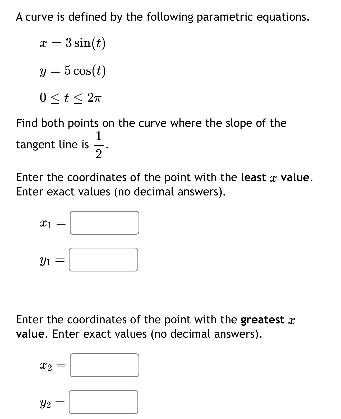 Solved A curve is defined by the following parametric | Chegg.com