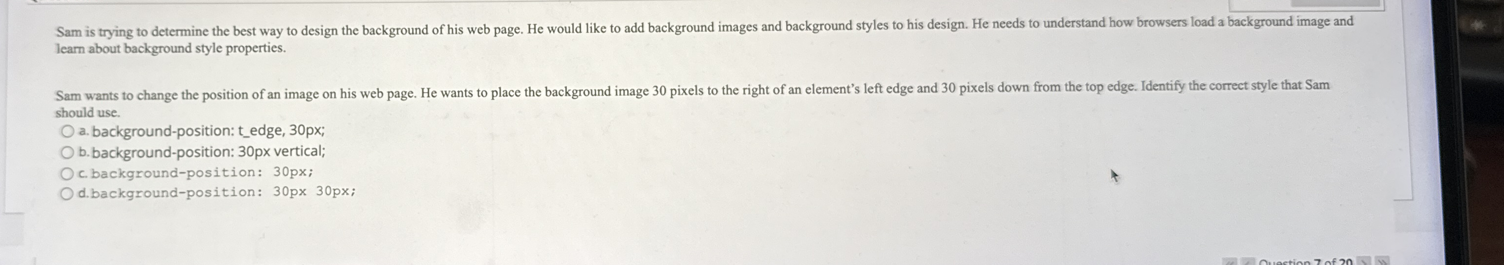 Solved learn about background style properties. should | Chegg.com