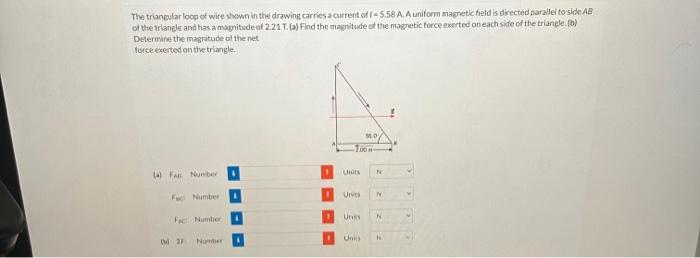 Solved The triangular locp of wire shewn in the drawing | Chegg.com