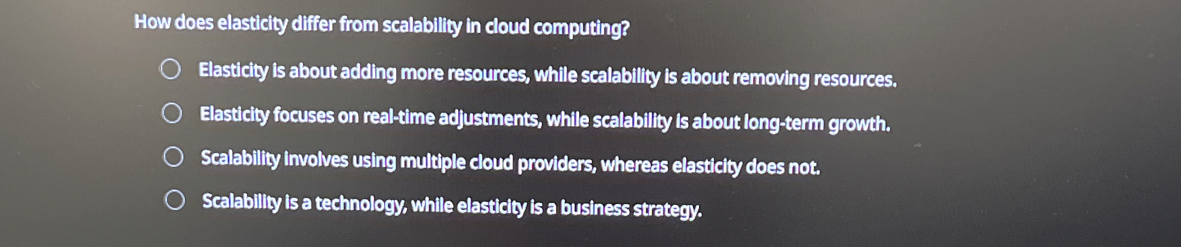How does elasticity differ from scalability in cloud | Chegg.com