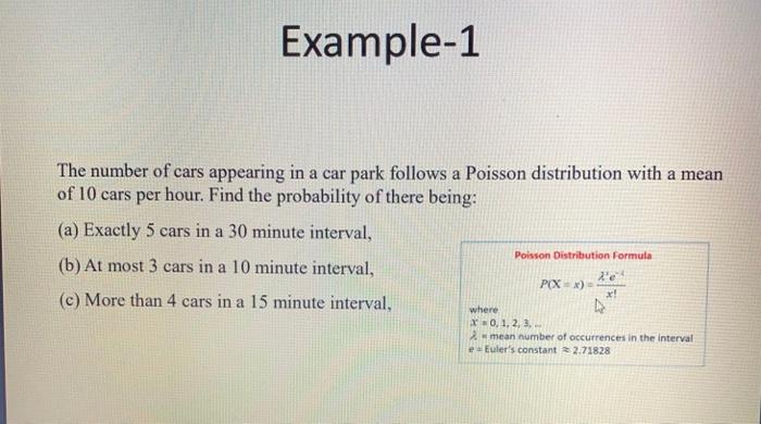 Solved Example-1 The number of cars appearing in a car park | Chegg.com