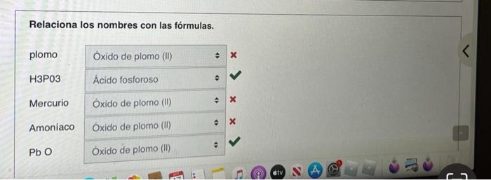 Relaciona los nombres con las fórmulas. plomo H3P03 | Chegg.com