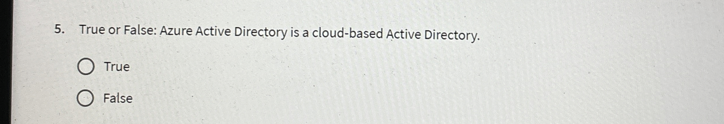 Solved True or False: Azure Active Directory is a | Chegg.com