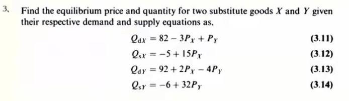 Solved Find the equilibrium price and quantity for two | Chegg.com